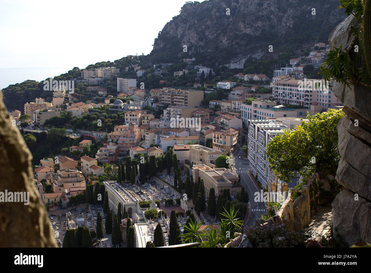 Monaco, Monte-Carlo: landscape top view of the city and old town with ...