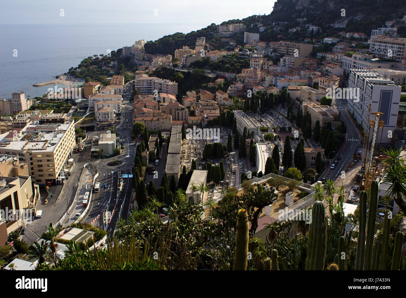 Monaco, Monte-Carlo: landscape top view of the city and old town with ...