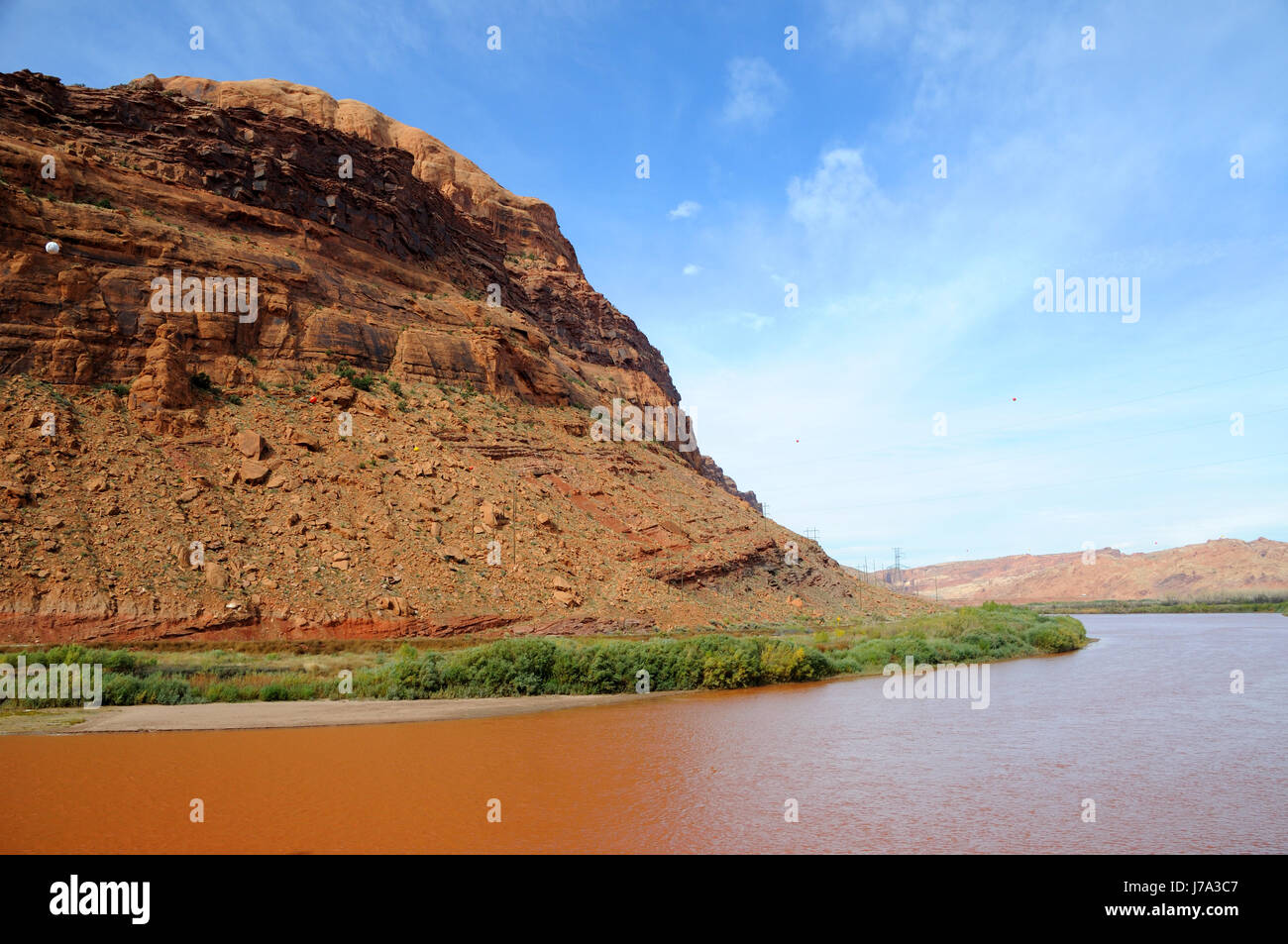 Canyon cliff southwest river water blue rock sandstone bend erosion ...