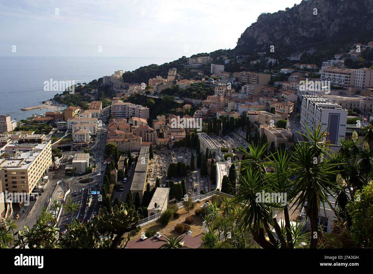 Monaco, Monte-Carlo: landscape top view of the city and old town with ...