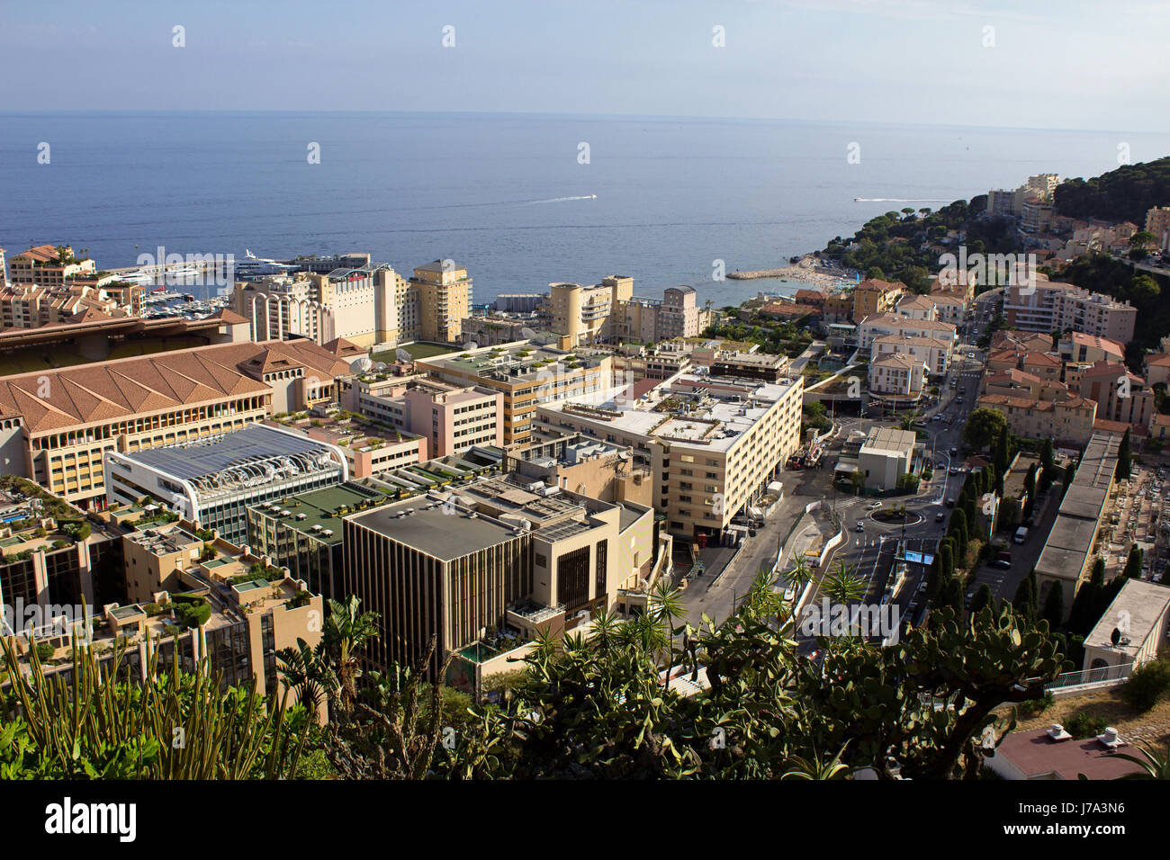 Monaco, Monte-Carlo: landscape top view of the city and old town with ...