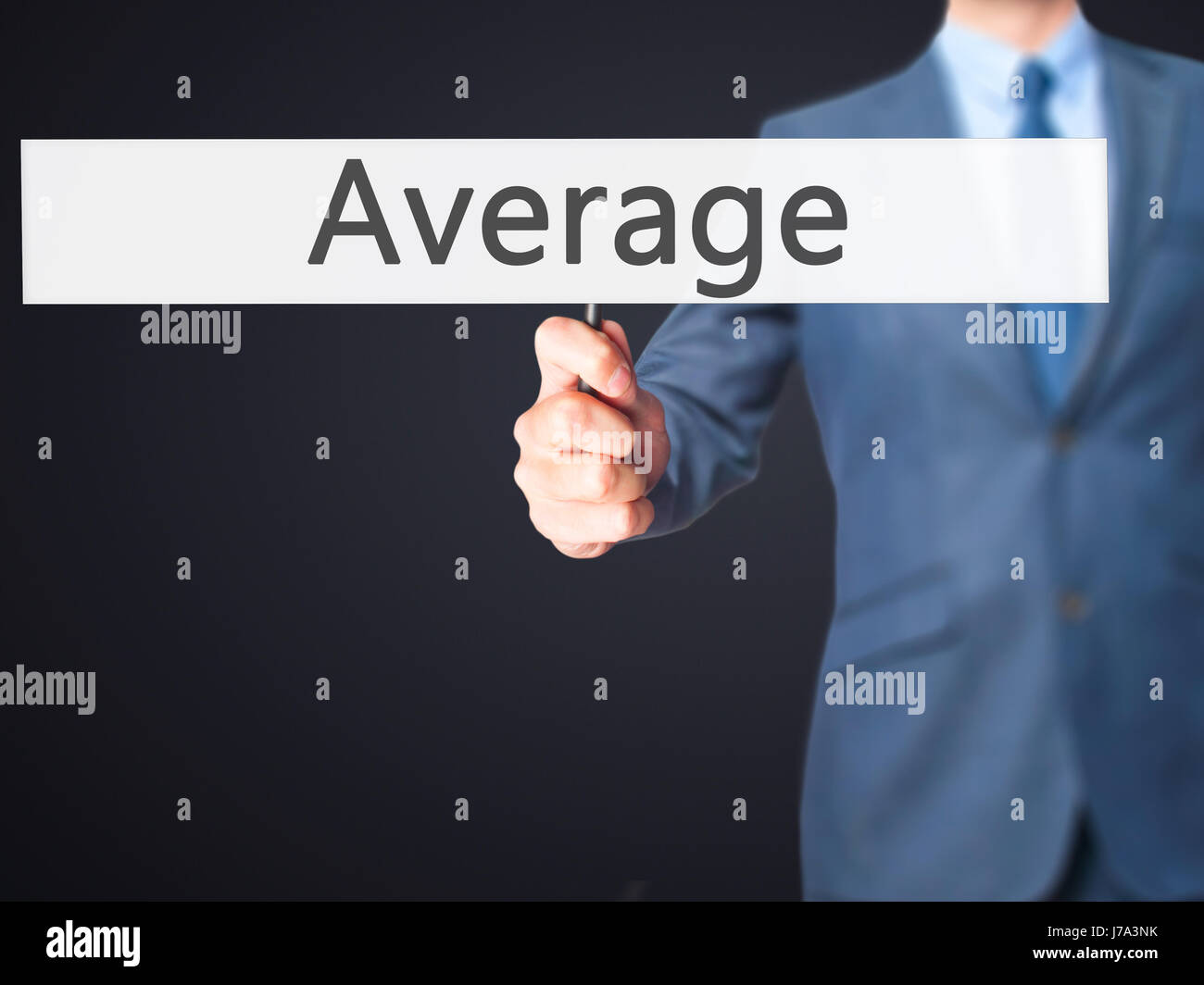 Average - Business man showing sign. Business, technology, internet ...