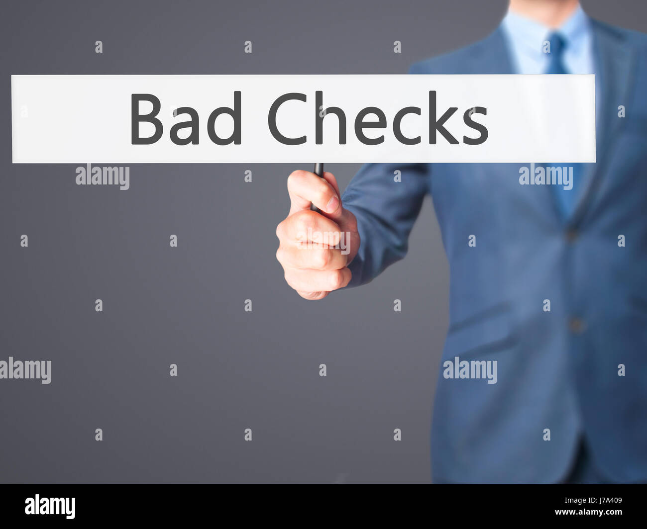 Bad Checks - Business man showing sign. Business, technology, internet ...