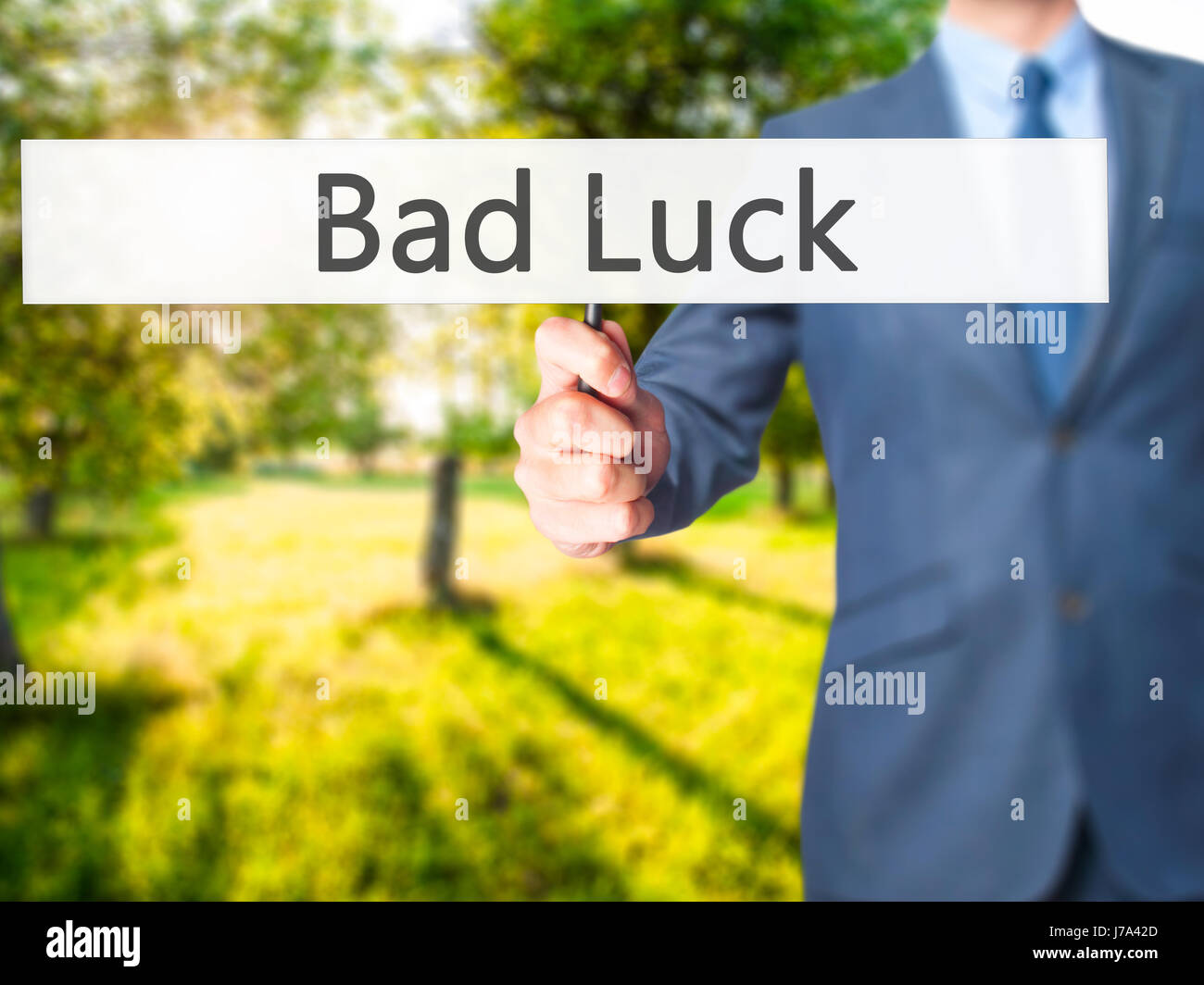 Bad Luck - Business man showing sign. Business, technology, internet ...