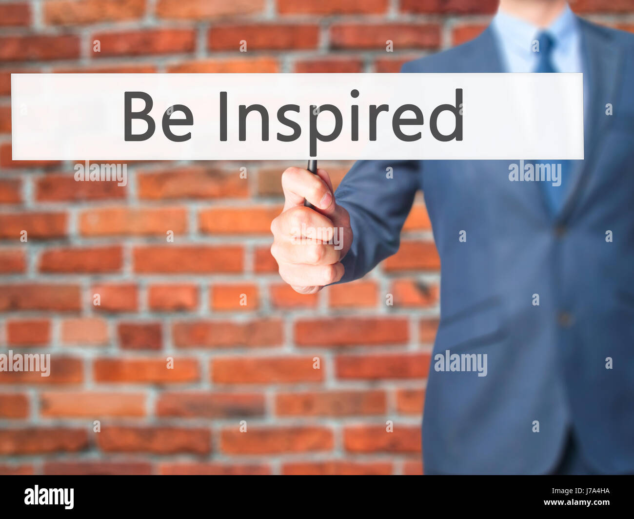 Be Inspired - Business man showing sign. Business, technology, internet ...