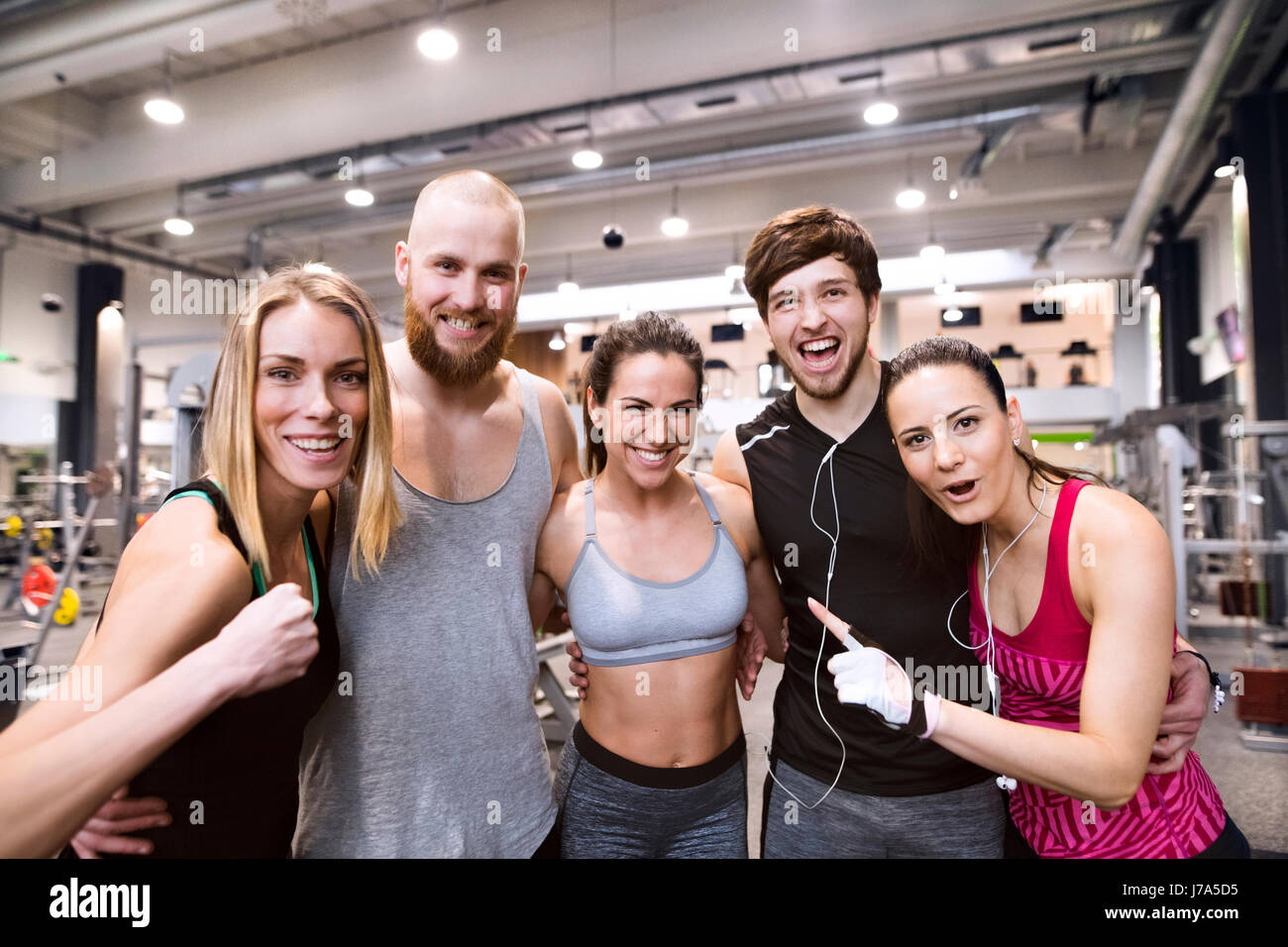 Fit friends having fun in gym Stock Photo - Alamy