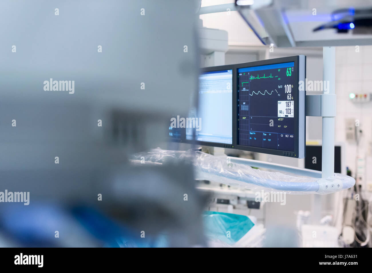Anaesthesia monitor in catheter lab Stock Photo - Alamy