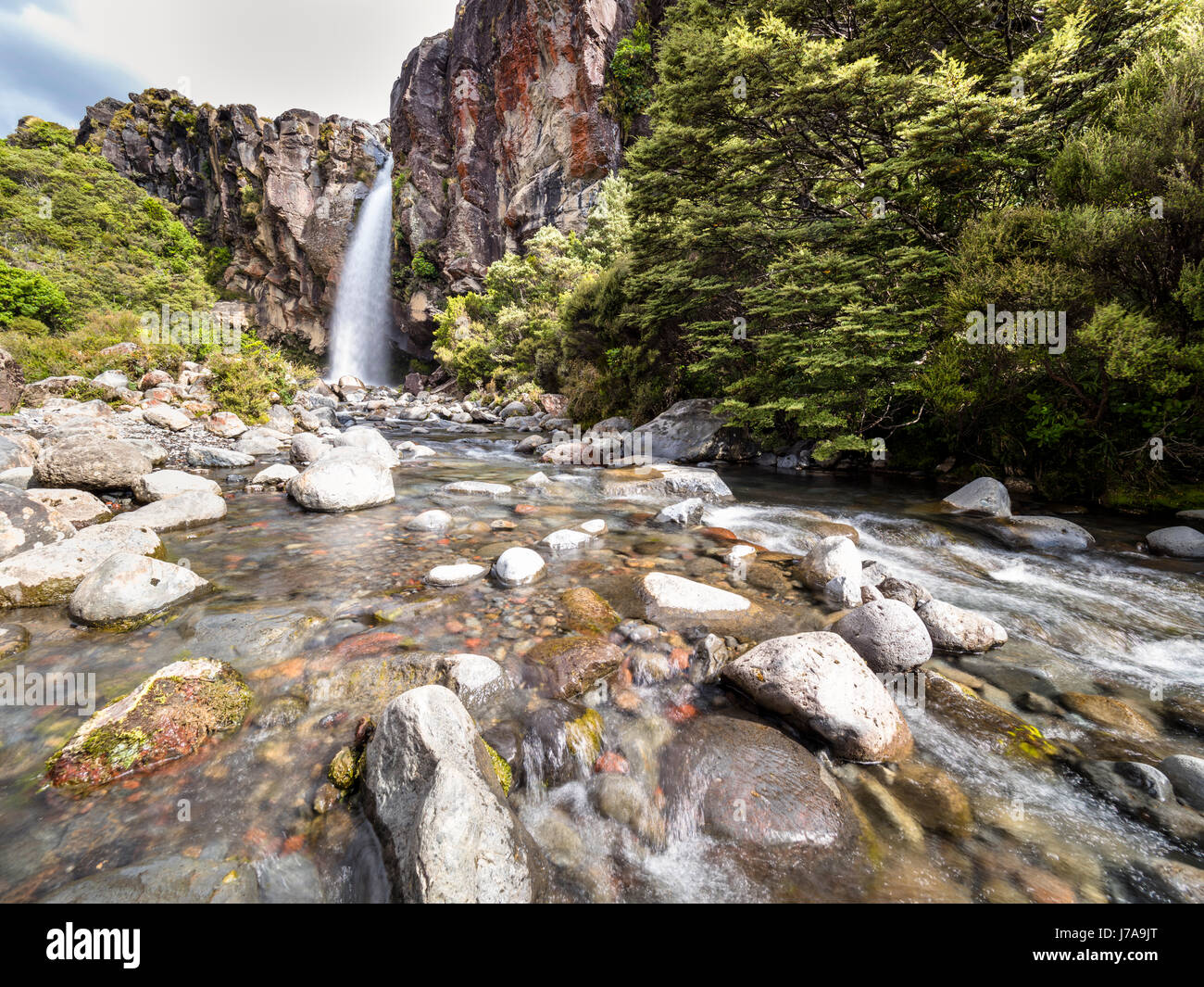 New Zealand, Ruapehu District, Tongariro National Park, Taranaki Falls ...