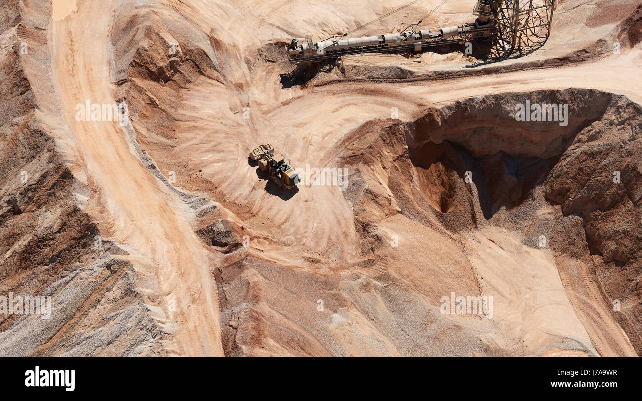 Aerial view sand mine near san antonio grader moving sand hi-res stock ...