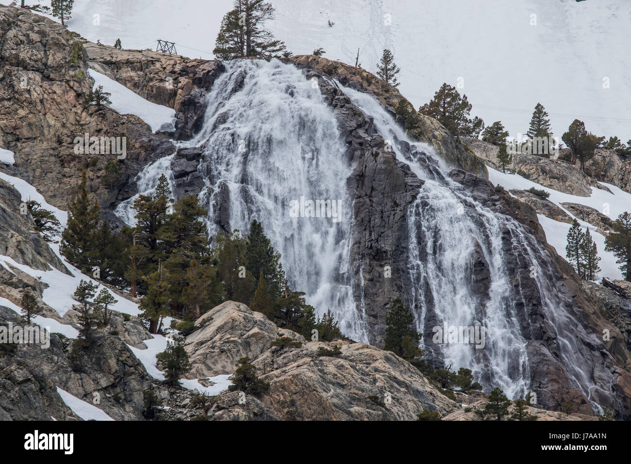 Horsetail Falls June Lake Loop California USA. In full flow from ...