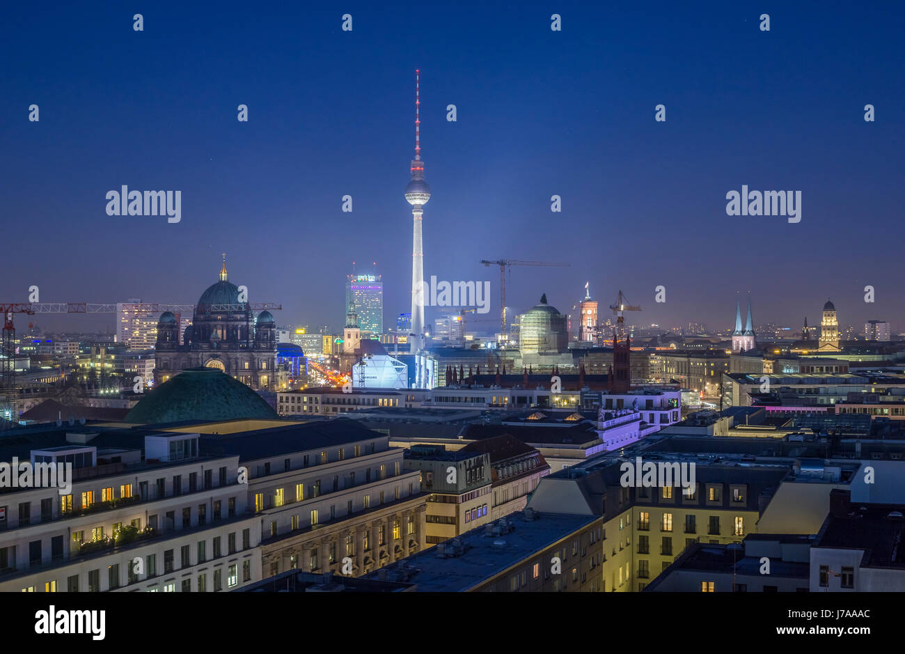 Germany, Berlin, skyline with television tower at night Stock Photo - Alamy
