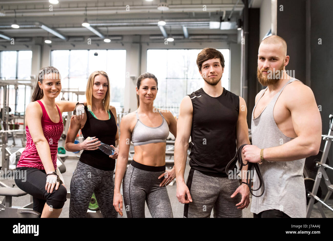 Fit friends having fun in gym Stock Photo - Alamy