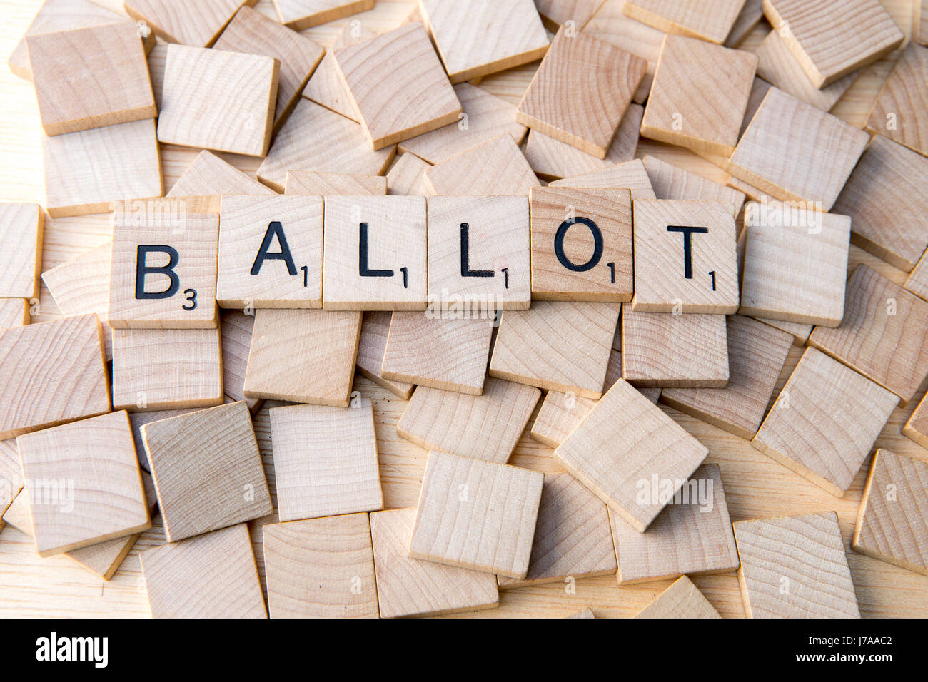 Ballot spelt with scrabble letters on wood tiles Stock Photo - Alamy
