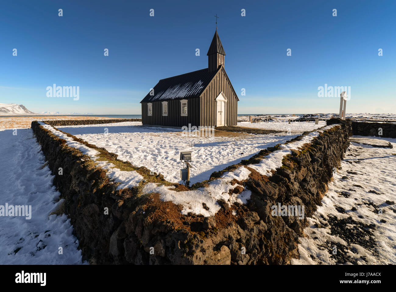 Iceland, Budir black church Stock Photo - Alamy