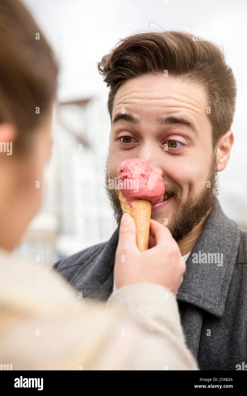Portrait of young man pulling funny faces Stock Photo - Alamy
