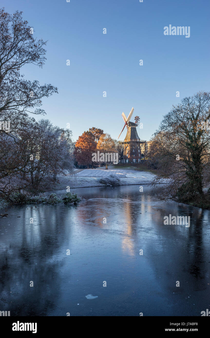 Germany, Bremen, Am Wall Windmill in winter Stock Photo - Alamy