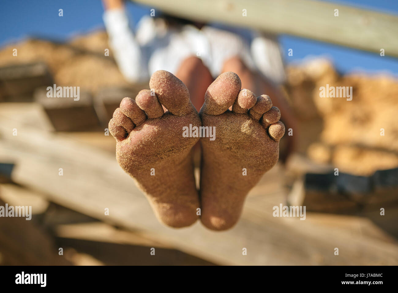 Close up sandy feet woman hi-res stock photography and images - Alamy