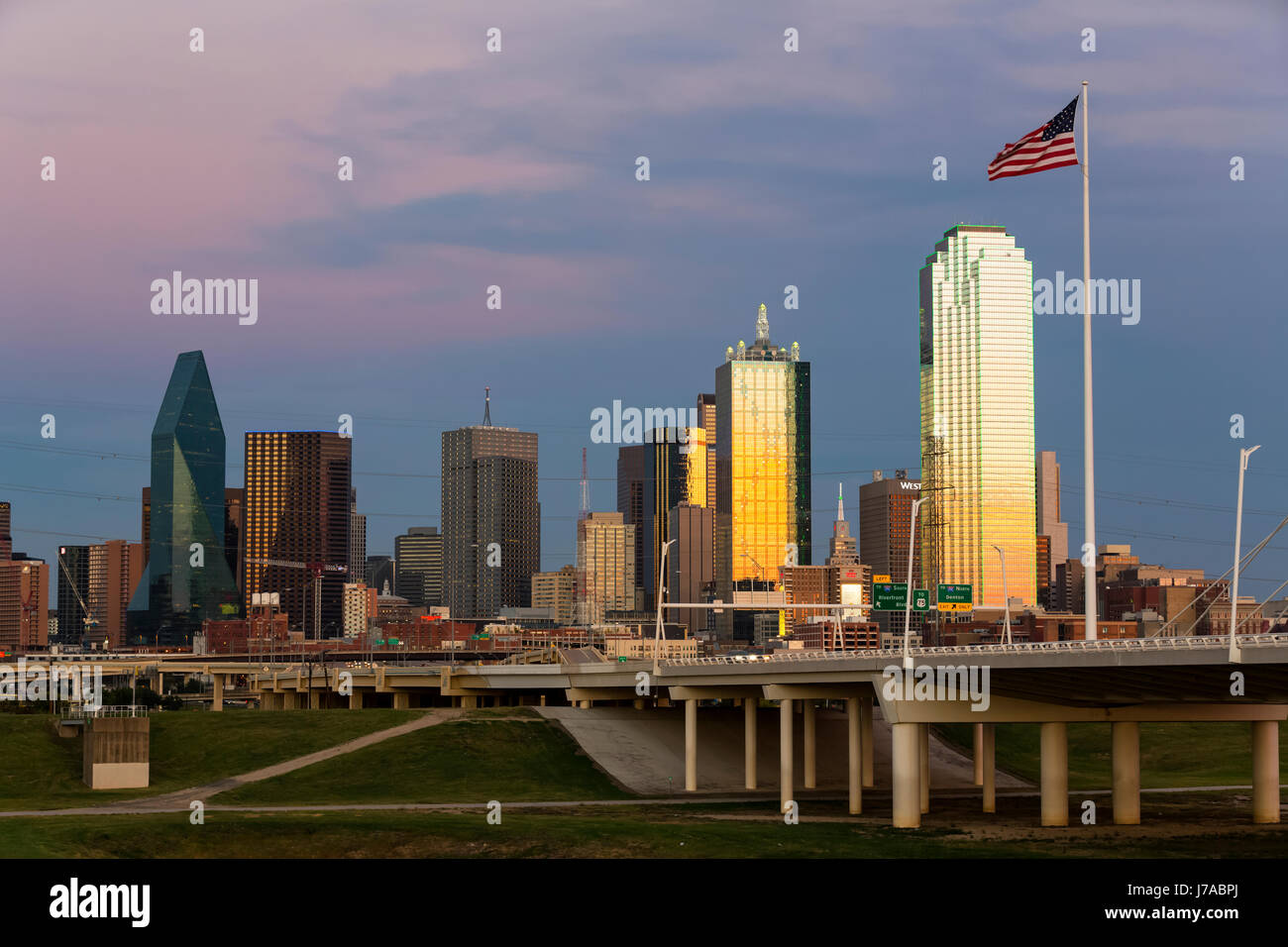 USA, Texas, Dallas skyline at dusk Stock Photo - Alamy