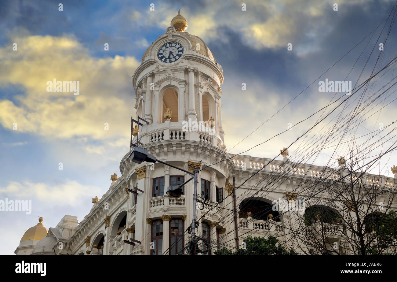 Vintage colonial architecture building dome and clock tower with a ...