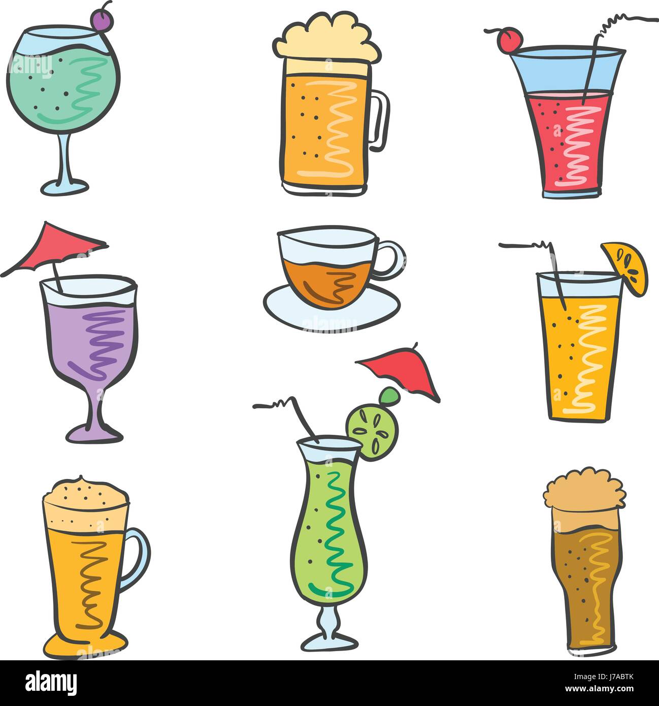 Doodle set drink colorful various Stock Vector Image & Art - Alamy