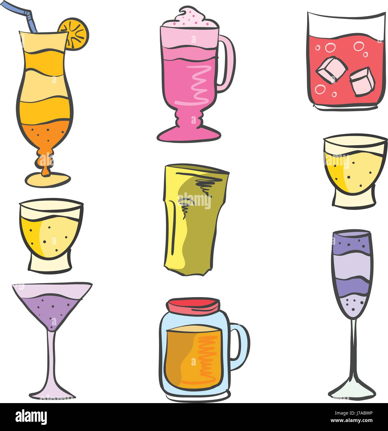 Doodle drink colorful various style Stock Vector Image & Art - Alamy