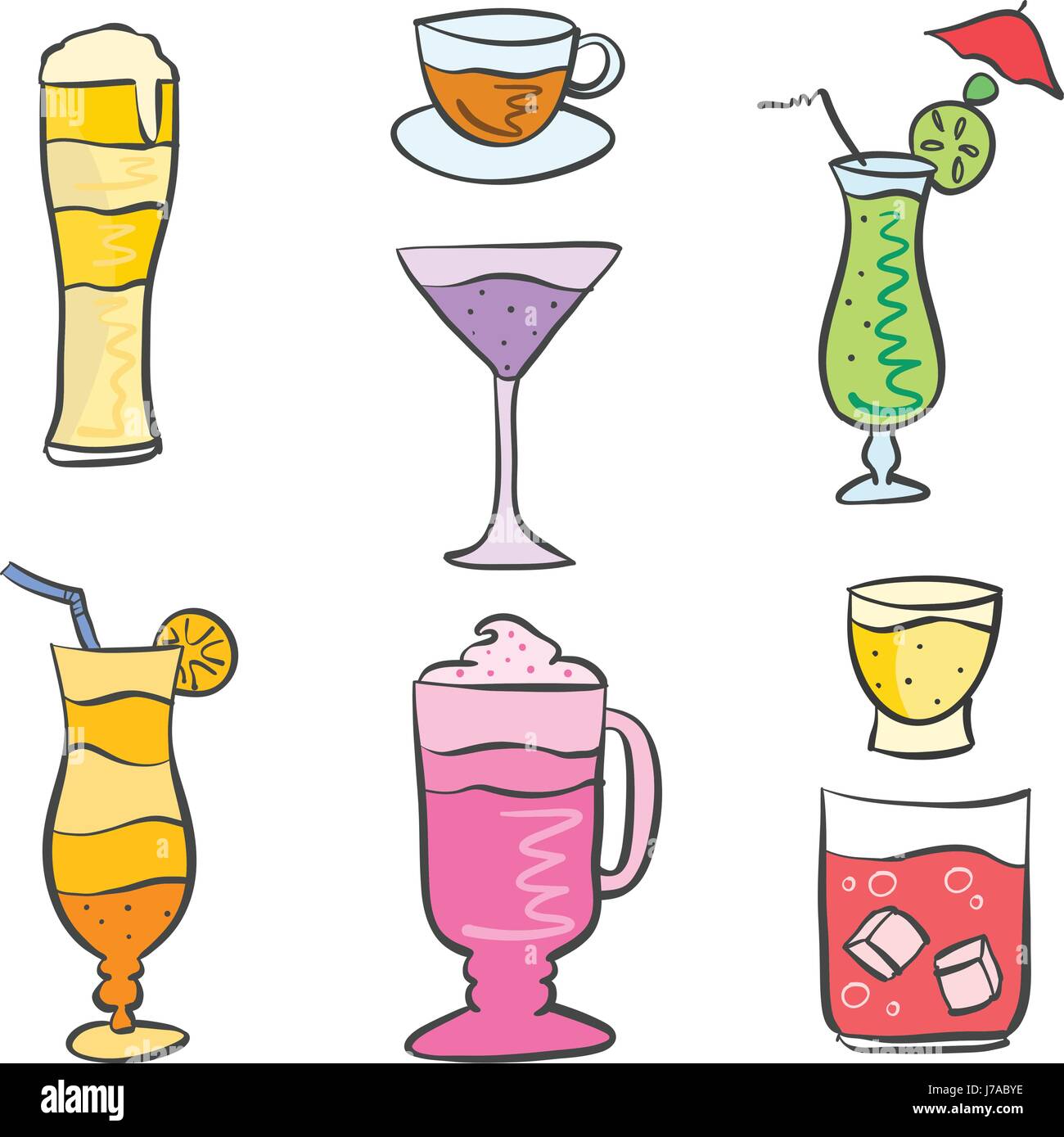Collection stock drink style doodle set Stock Vector Image & Art - Alamy