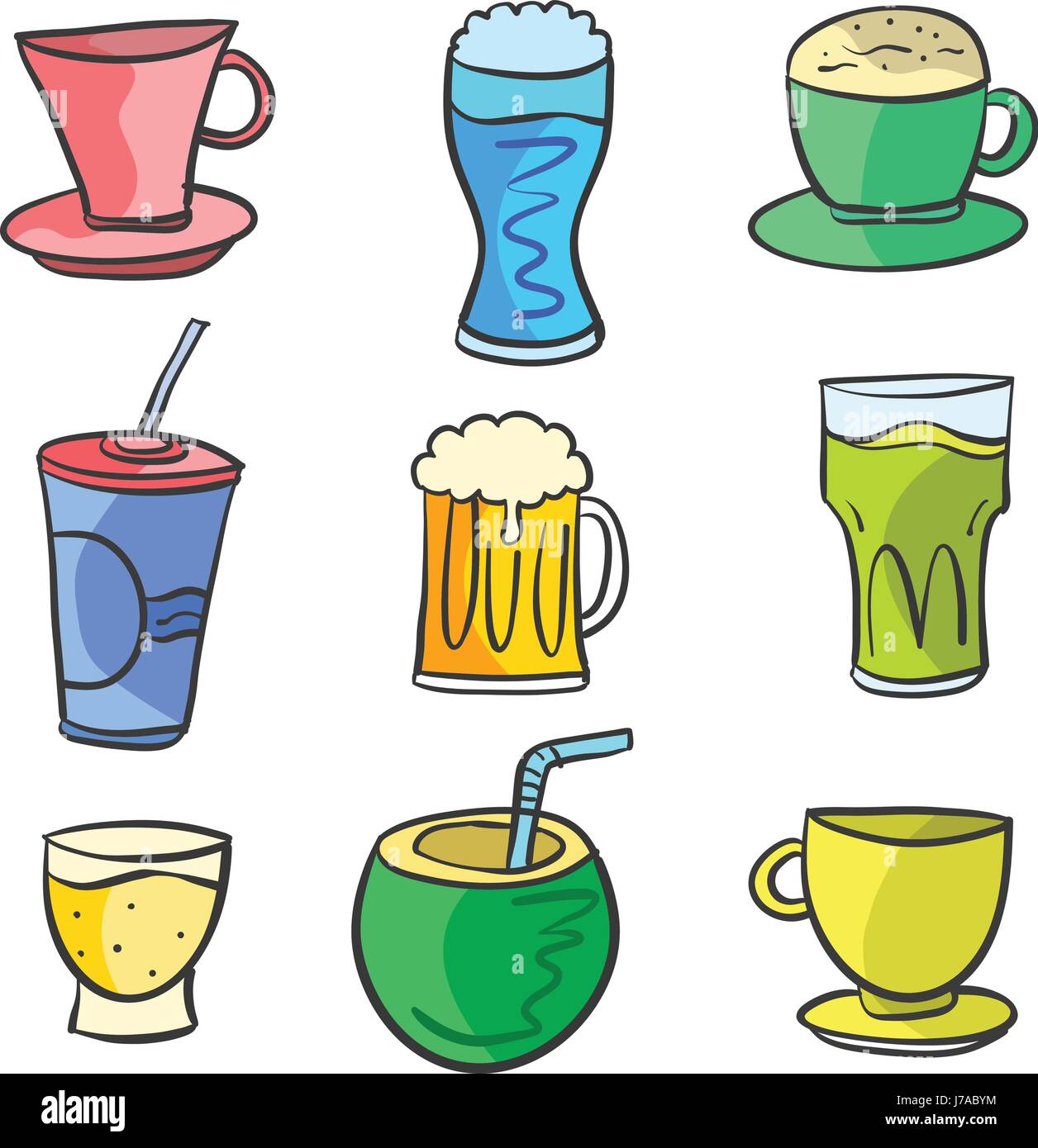 Collection drink various style doodle set Stock Vector Image & Art - Alamy