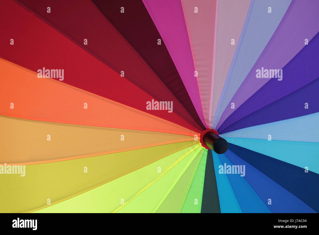 A multi coloured umbrella showing a spectrum of colour Stock Photo - Alamy