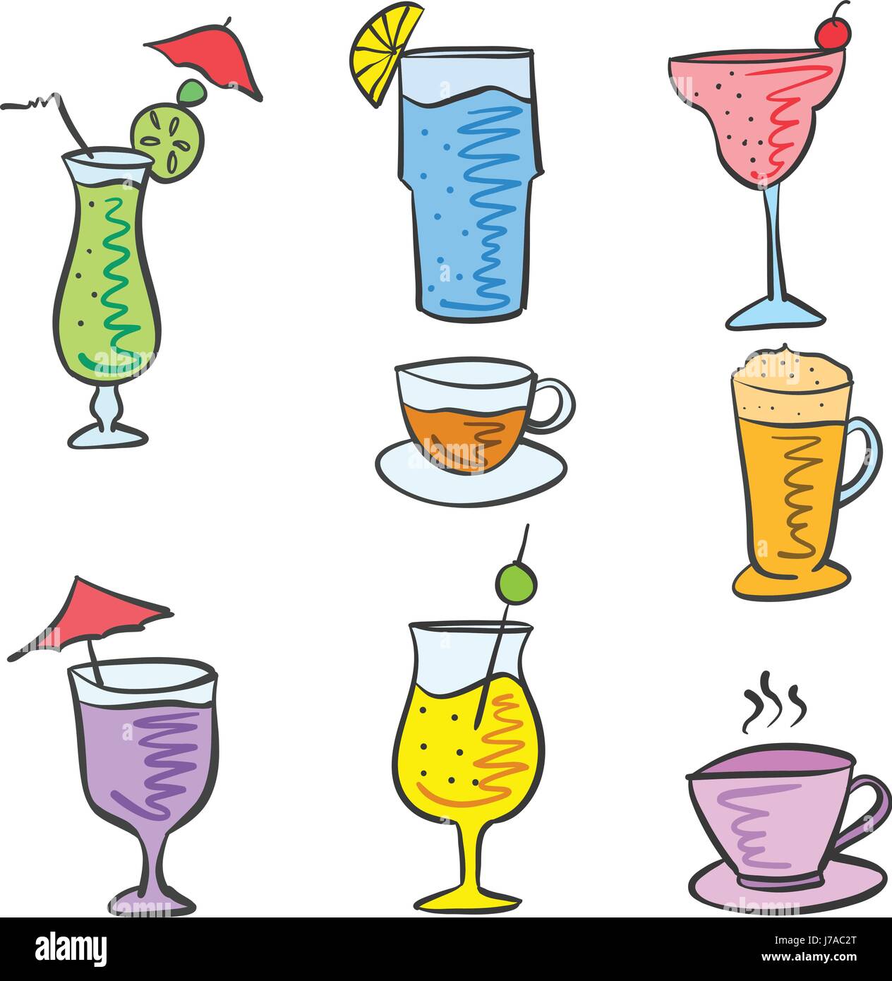 Cartoon design drink doodle set Stock Vector Image & Art - Alamy