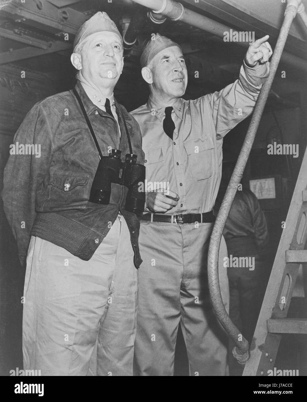 Rear admirals of the U.S. Navy watch the North African invasion convoy ...
