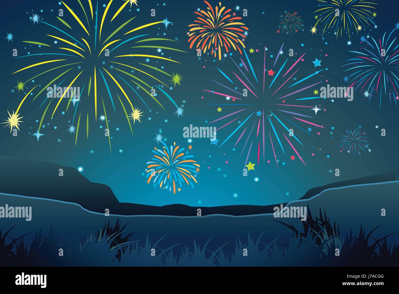 Fireworks in sky Stock Vector Images - Alamy
