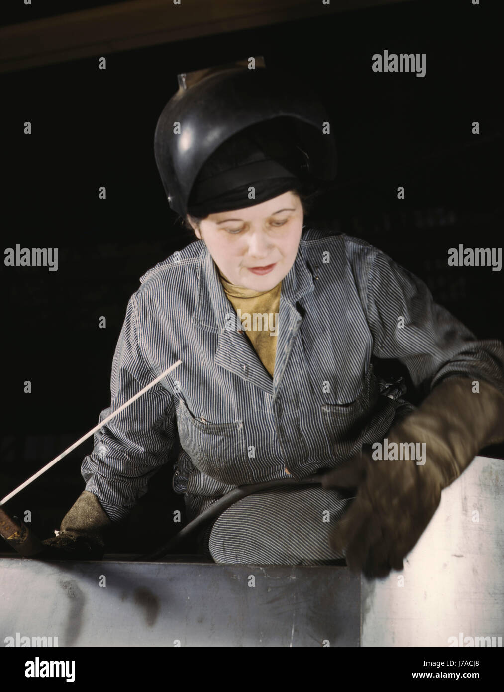 Woman welder, front view, 1943 Stock Photo - Alamy