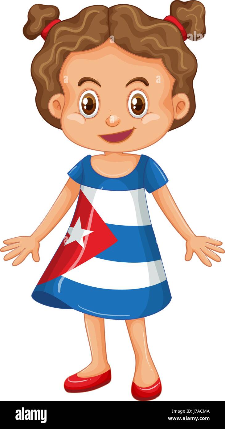 Girl wearing clothes with Cuba flag illustration Stock Vector Image ...