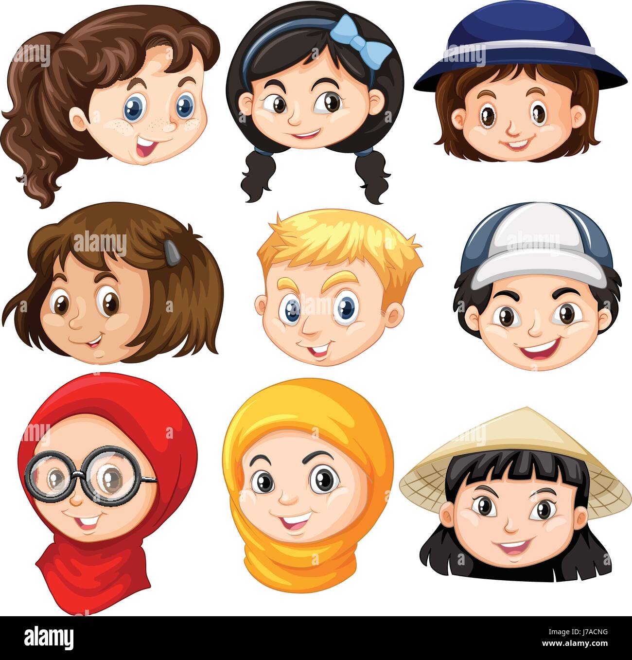 Boy child children face faces Stock Vector Images - Alamy