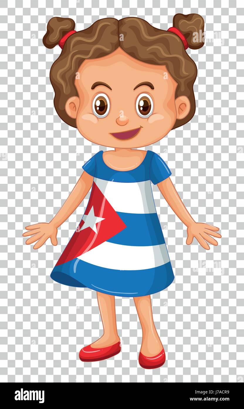Girl in Cuba flag on dress illustration Stock Vector Image & Art - Alamy