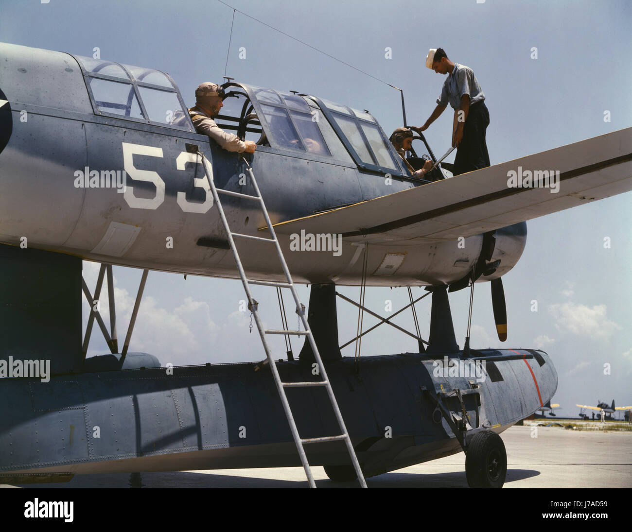 Aviation cadets training seaplane naval air base hi-res stock ...