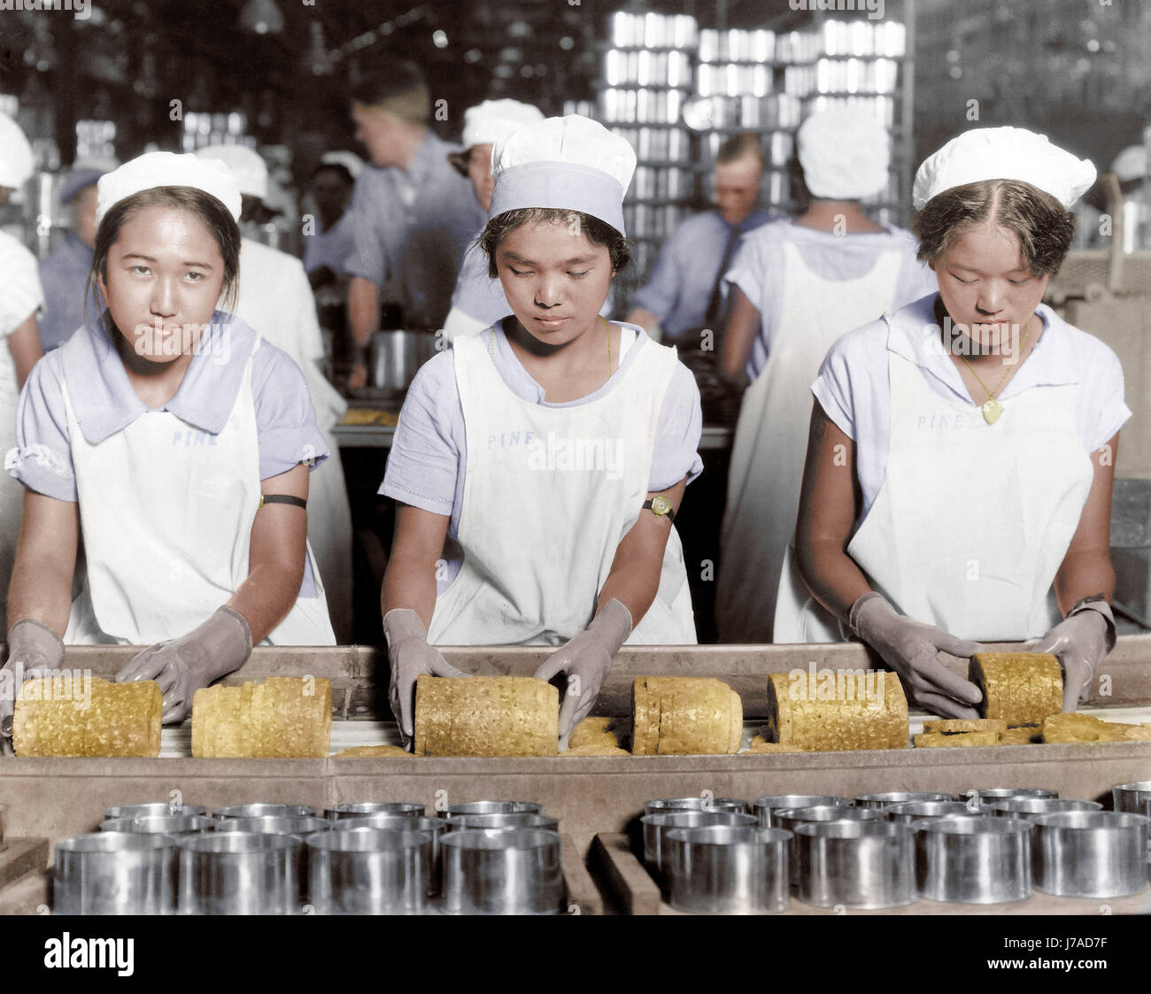 Native Hawaiian girls packing pineapple into cans, 1928 Stock Photo - Alamy Native Hawaiian girls packing pineapple into cans, 1928 Stock Photo - Alamy
