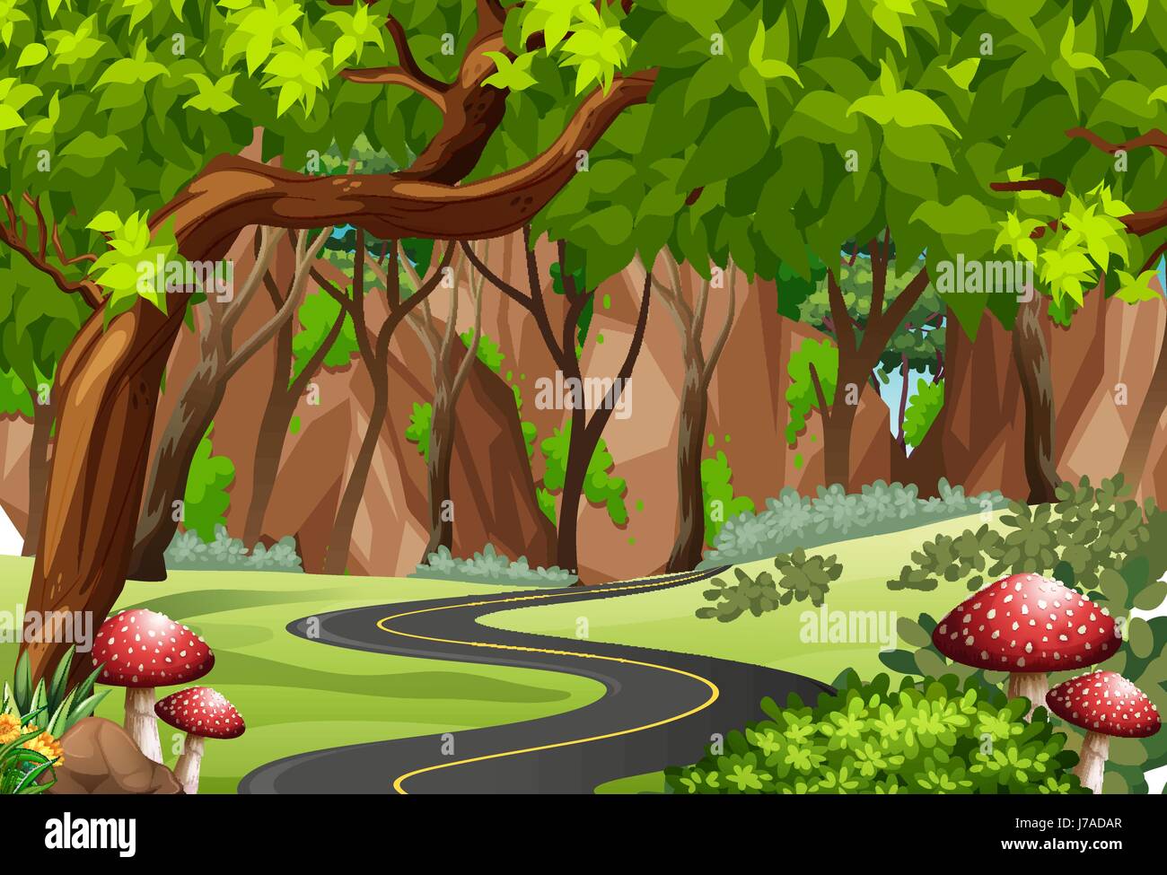 Road through forest vector Stock Vector Images - Alamy
