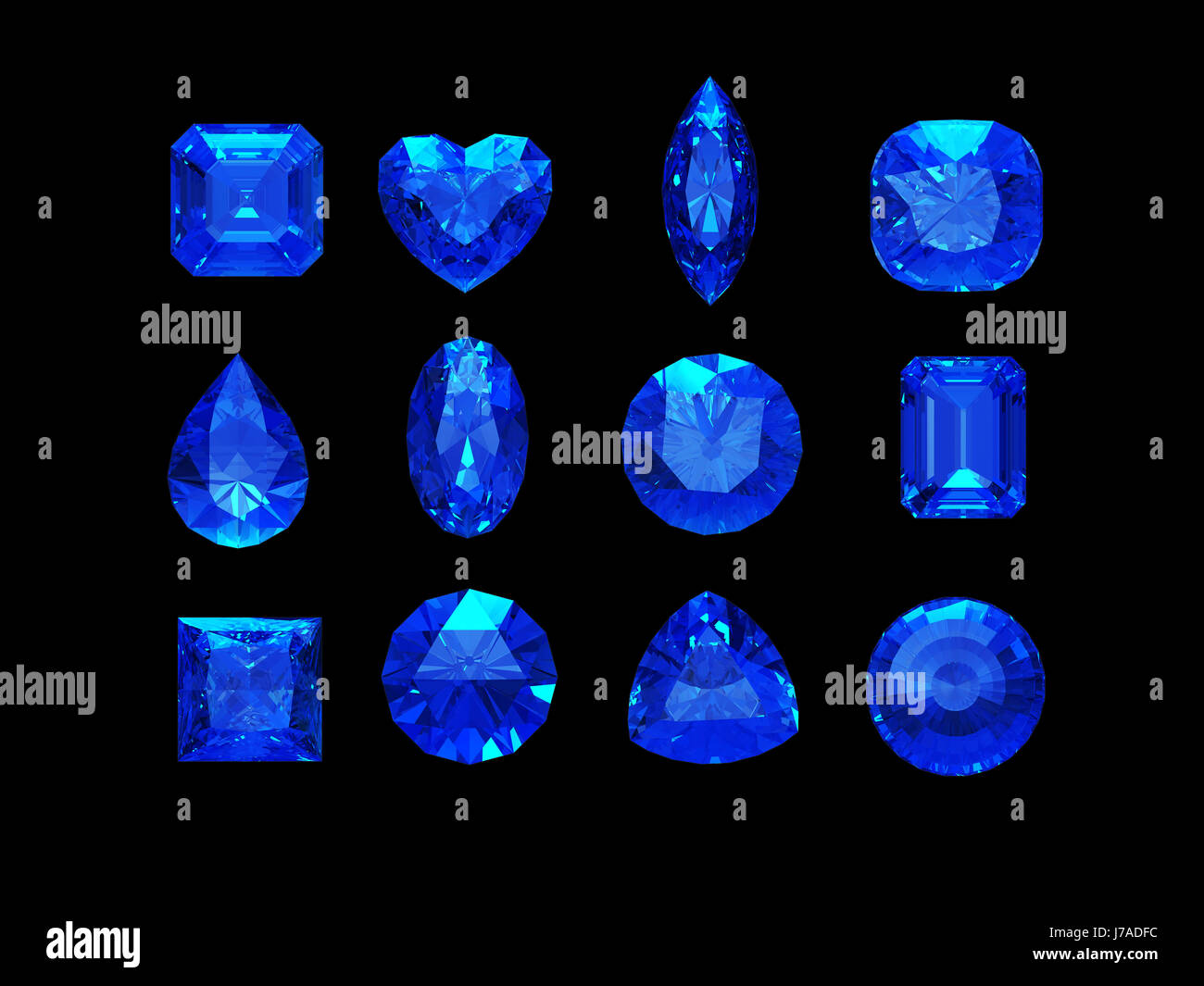 Group of blue sapphire shape with clipping path Stock Photo - Alamy
