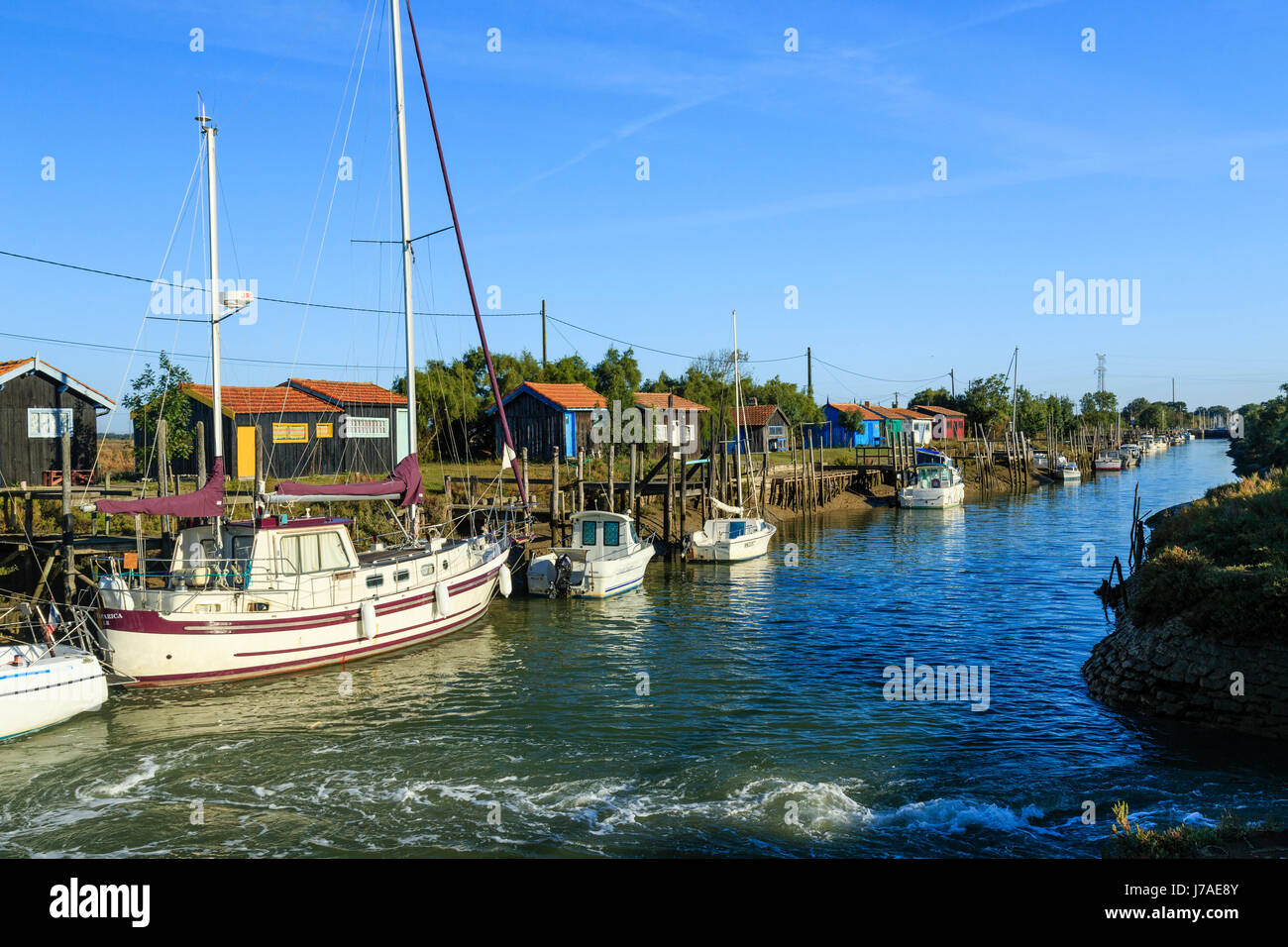 France, Charente Maritime, Marennes, Cayenne Port , oyster huts and ...