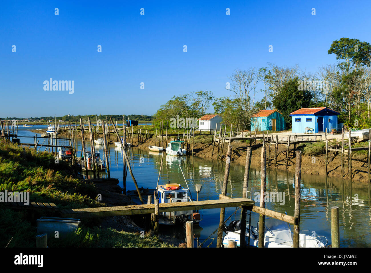 France, Charente Maritime, Marennes, Cayenne Port , oyster huts and ...