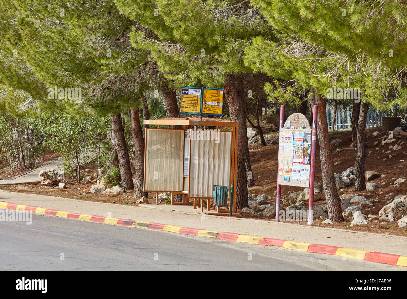 Ariel - 03 January 2017: Empty bus stop in Ariel, Israel Stock Photo ...