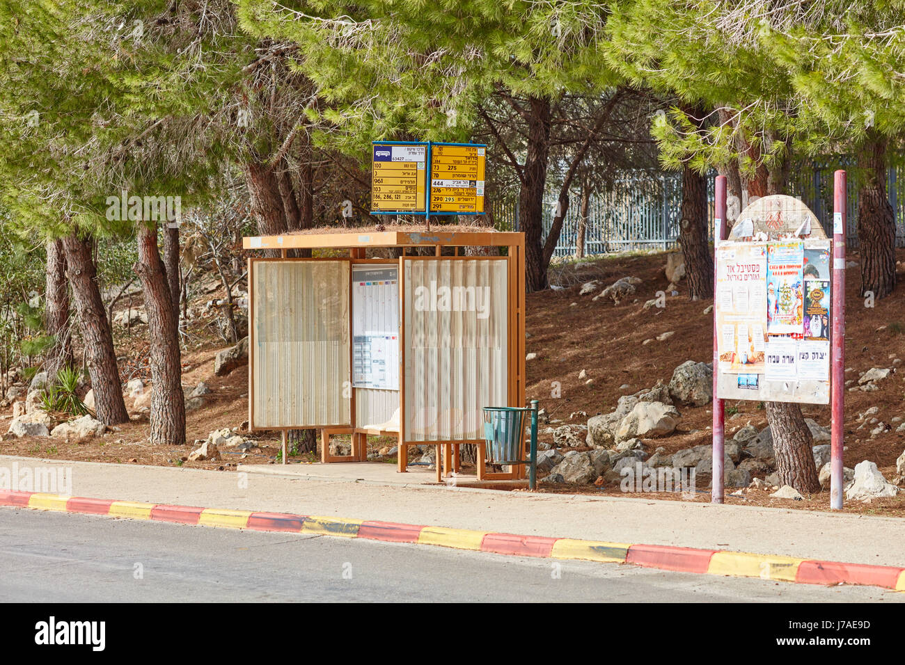 Ariel - 03 January 2017: Empty bus stop in Ariel, Israel Stock Photo ...