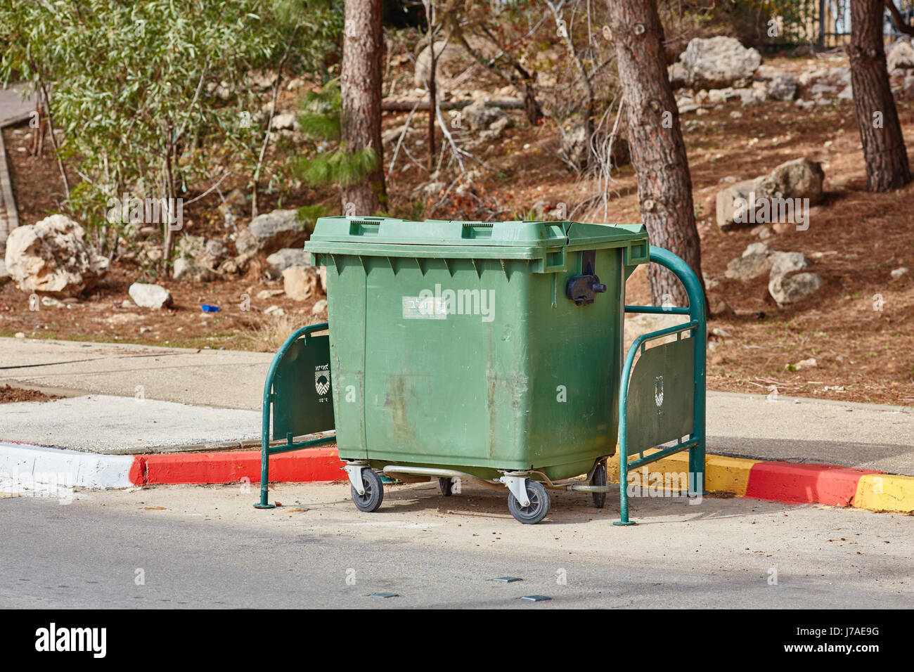 Ariel - 03 January 2017: Garbage cans on the street in Ariel, Israel ...