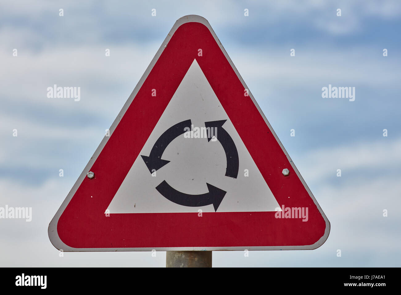 Traffic Sign Roundabout Triangle Sign Stock Photos & Traffic Sign ...