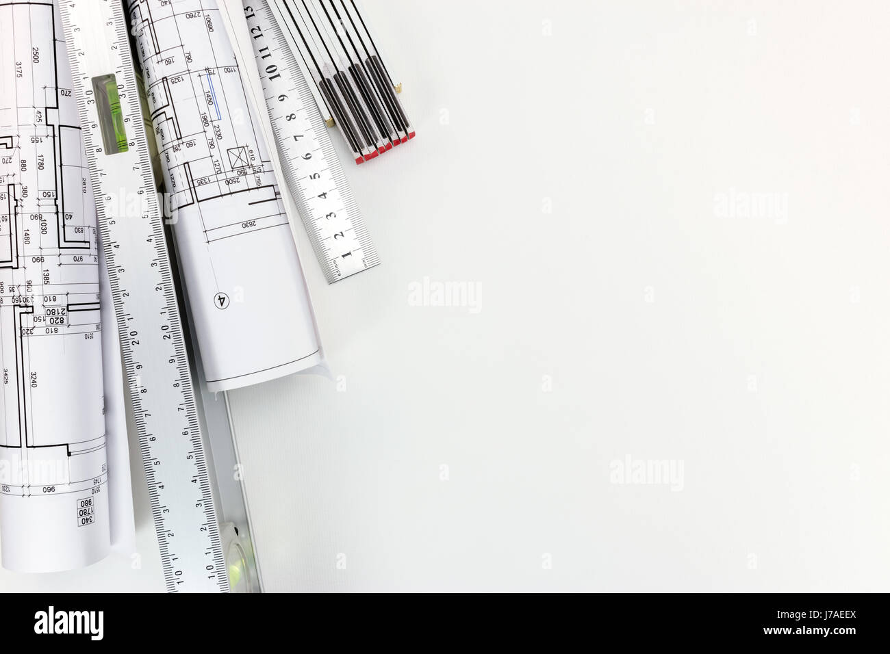House plans and folding ruler hi-res stock photography and images - Alamy