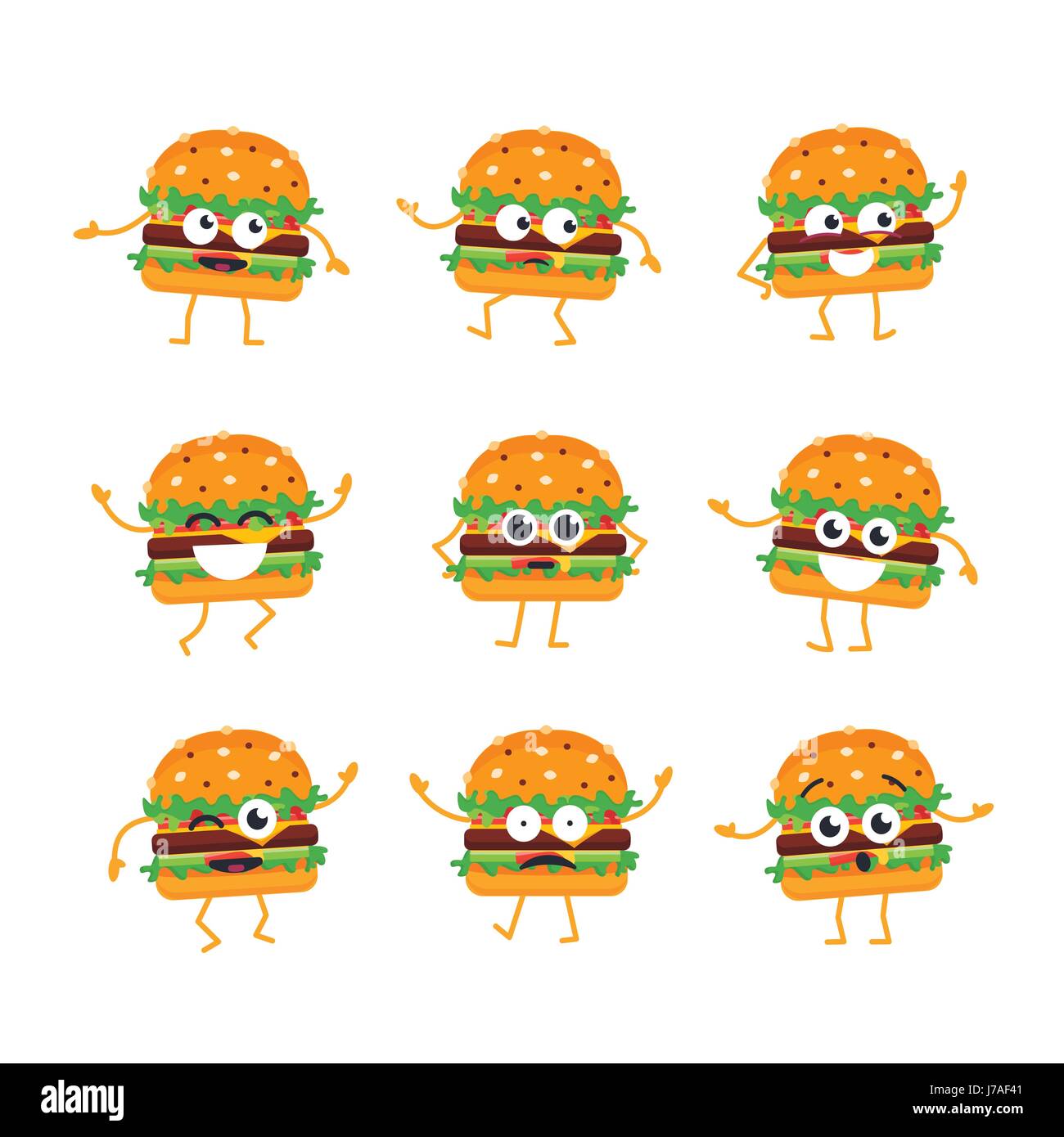 Burger - vector set of mascot illustrations Stock Vector Image & Art ...