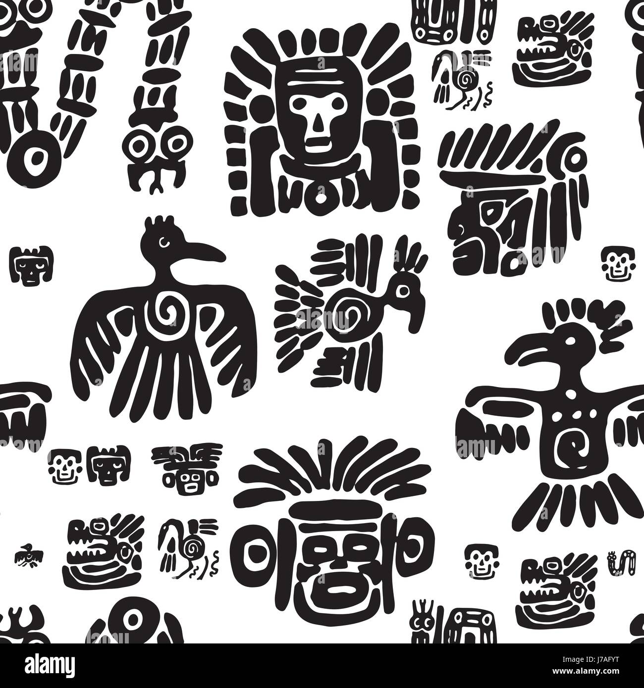 Seamless maya pattern. Black and white ethnic elements Stock Vector ...