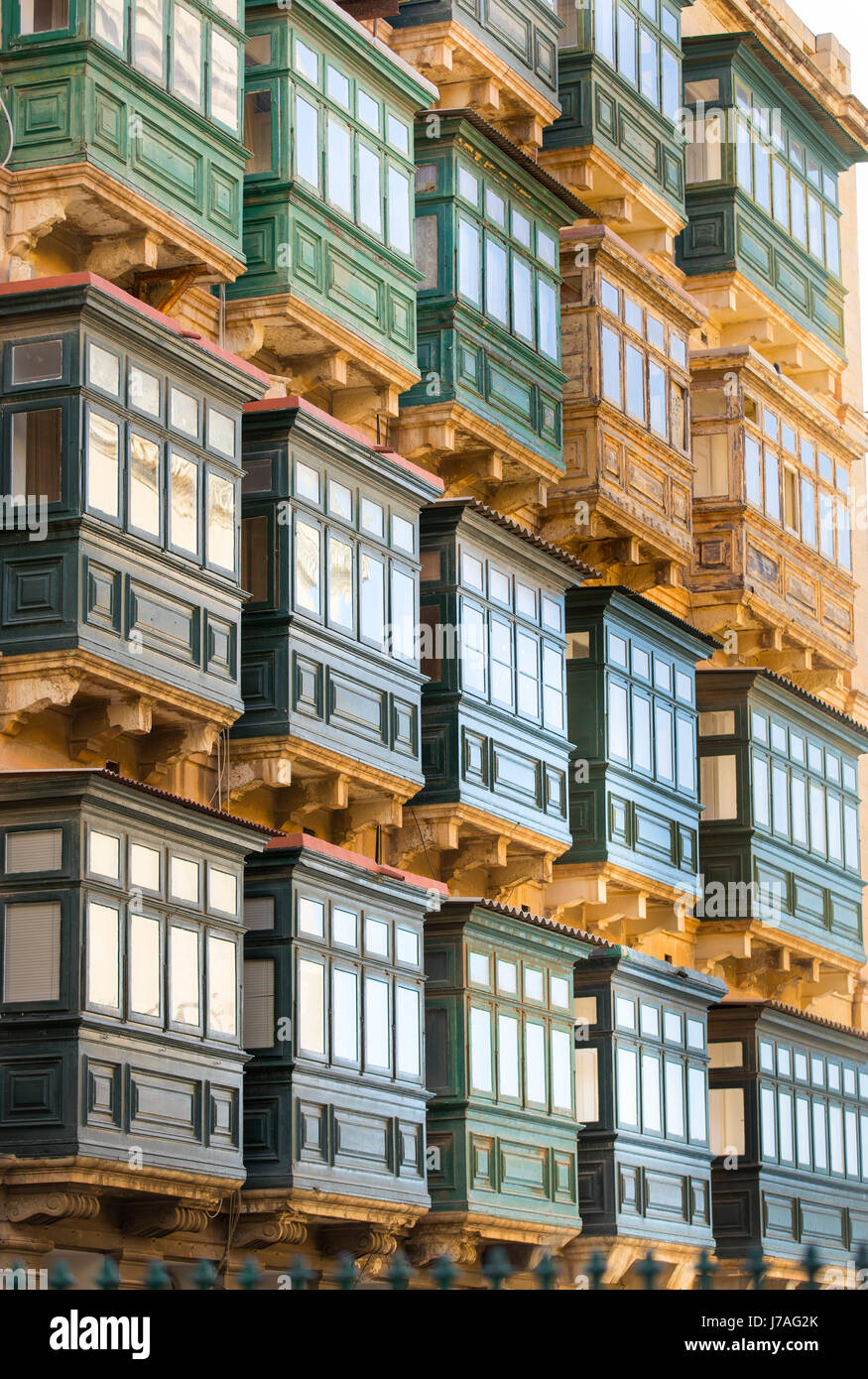 Valletta, capital of Malta, typical, wood-clad balconies, bay windows ...
