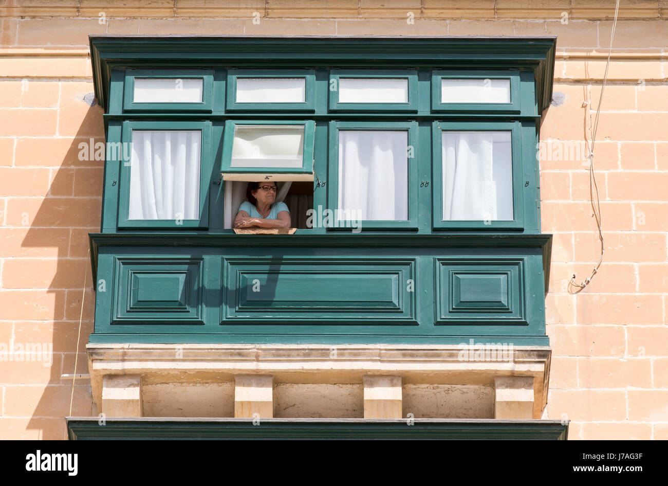 Valletta, capital of Malta, typical, wood-clad balconies, bay windows ...